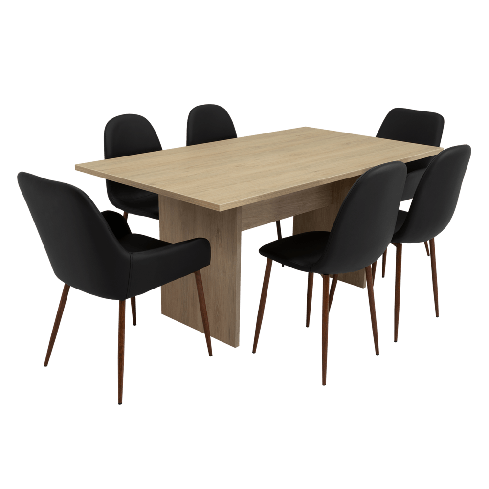 Combo Comedor Demby, Beige, Wengue y Café Claro, Incluye Comedor y 6 S ...