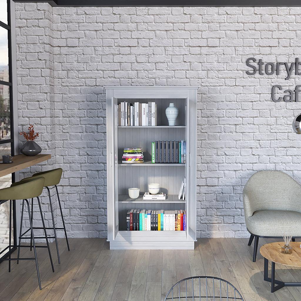 Mueble Multiusos Nereida, Blanco Nevado, con Dos Puertas Abatibles y M ...
